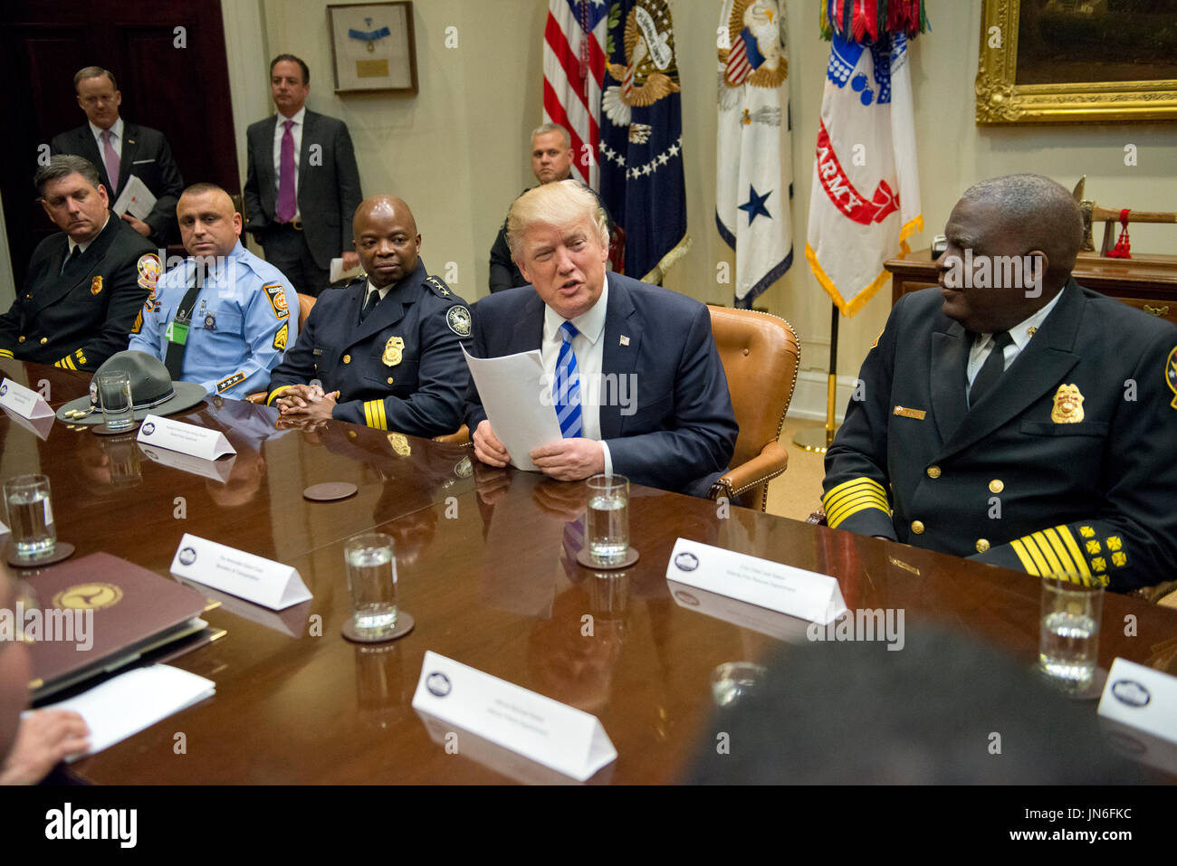 United States President Donald J. Trump meets with the I-85 bridge ...