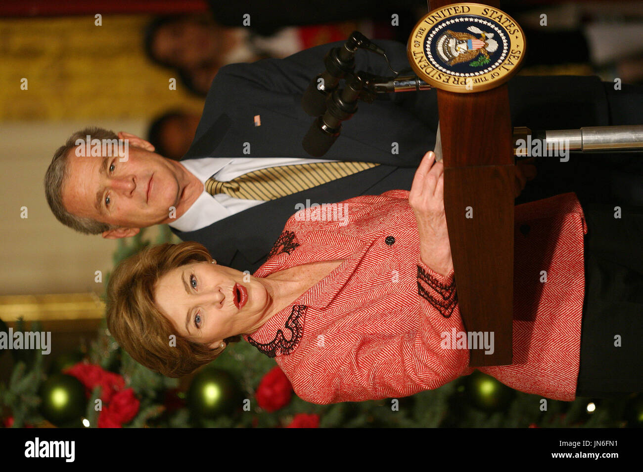 United States President George W. Bush and first lady Laura Bush attend ...