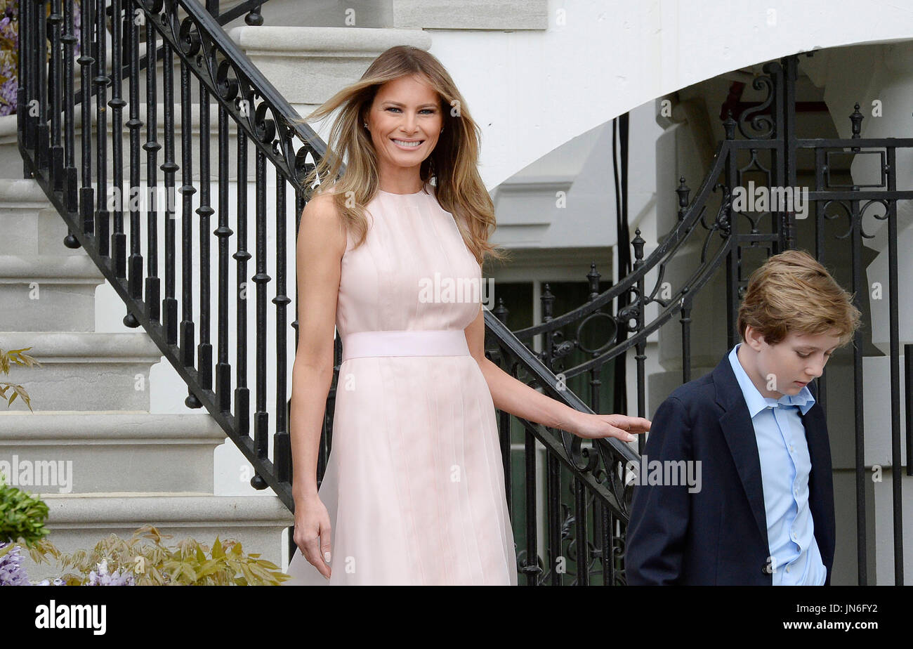 First Lady Melania Trump And Son Barron Trump Attend The Annual Easter
