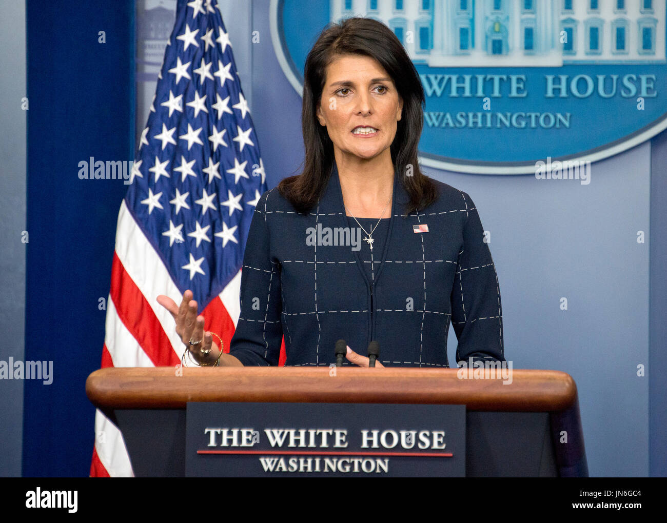 United States Ambassador to the United Nations Nikki Haley briefs ...