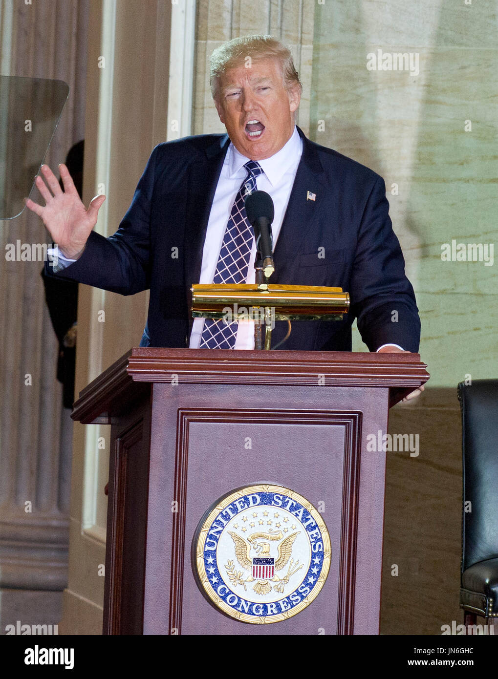 United States President Donald J. Trump makes remarks at the National ...