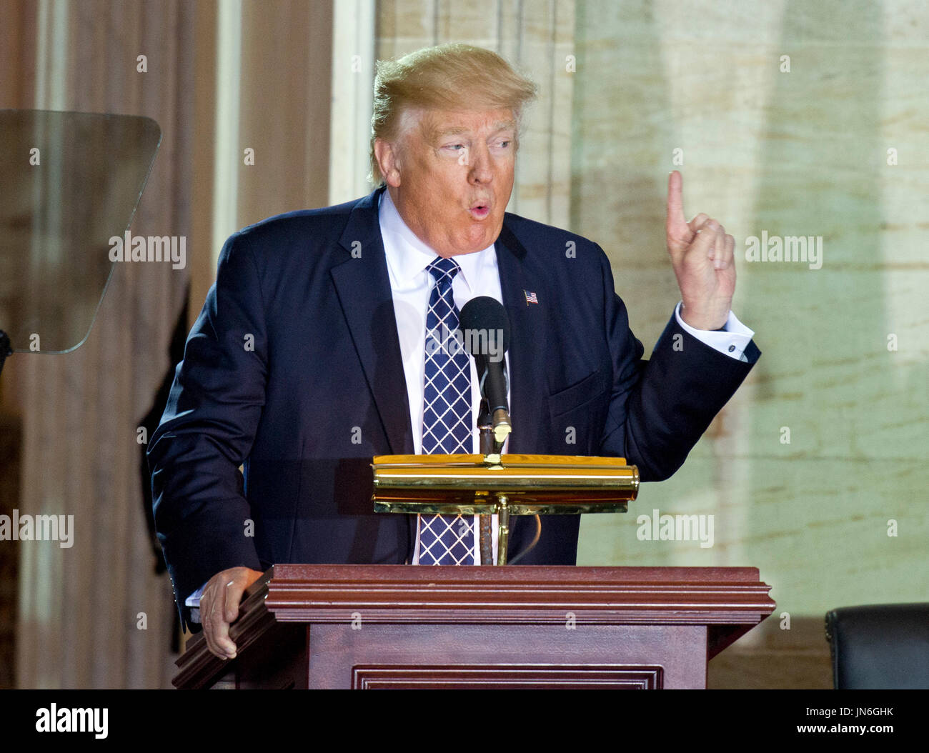 United States President Donald J. Trump makes remarks at the National ...