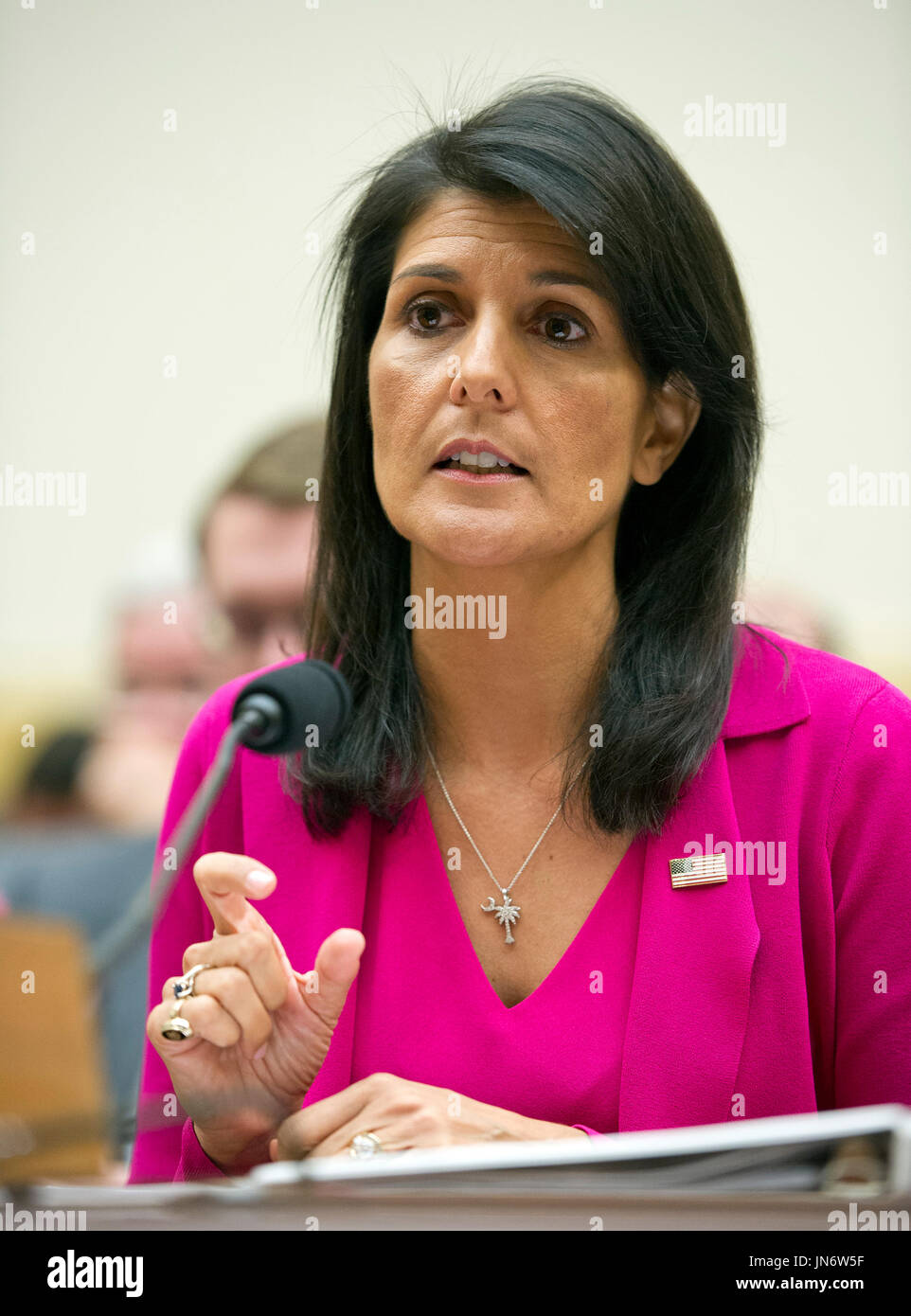 United States Ambassador to the United Nations Nikki Haley gives ...