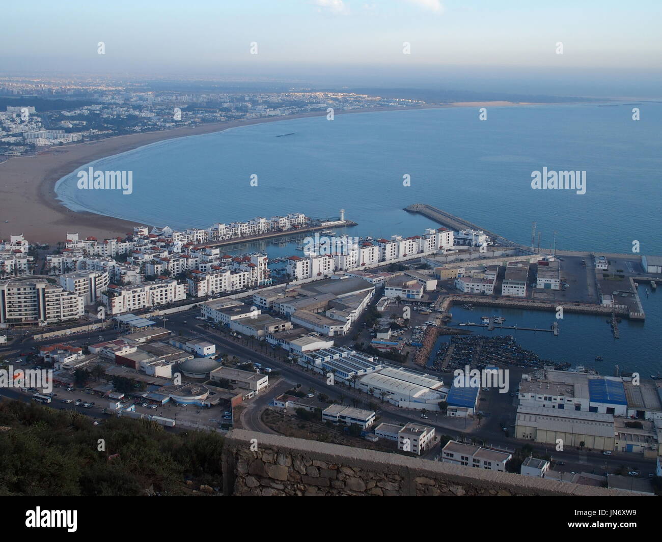 AGADIR travel city landscape in MOROCCO with white buildings on ...