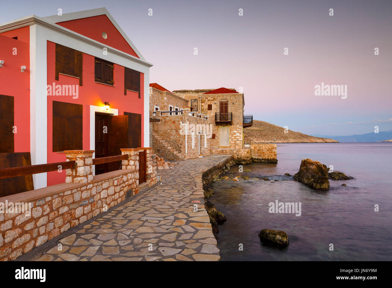 View of the village on Halki island in Greece Stock Photo - Alamy