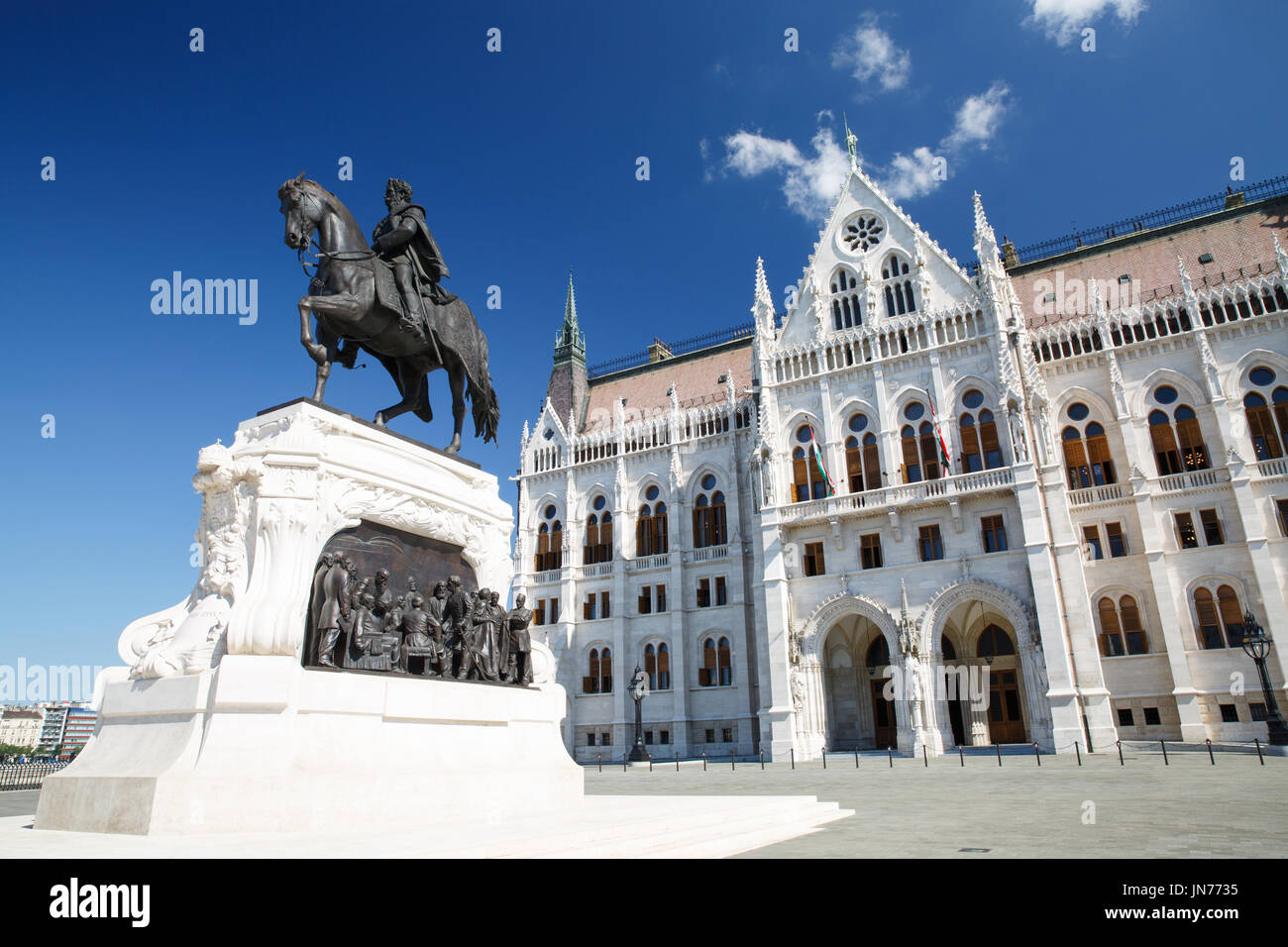 The monument of Count Gyula Andrassy against the background of the ...