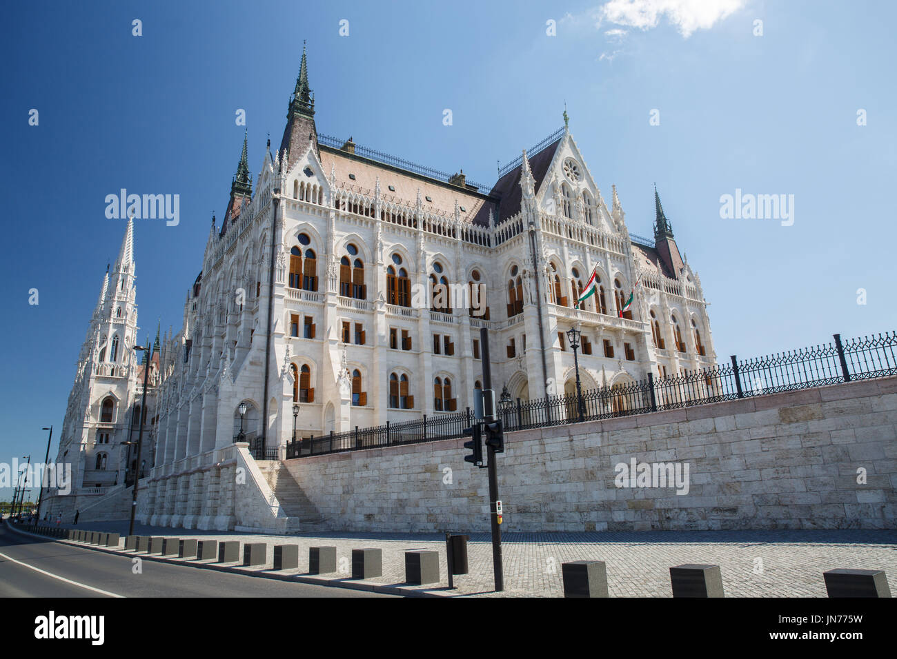 Side view of the hungarian parliament in Budapest, Hungary Stock Photo ...