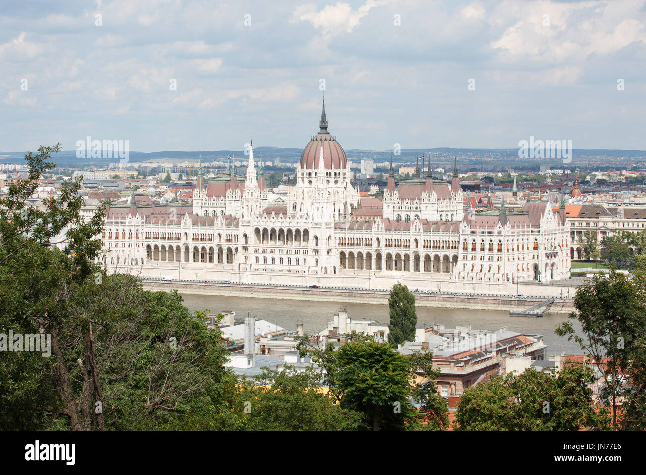 Panoramic view of Budapest and Parliament building. Hungary Stock Photo ...