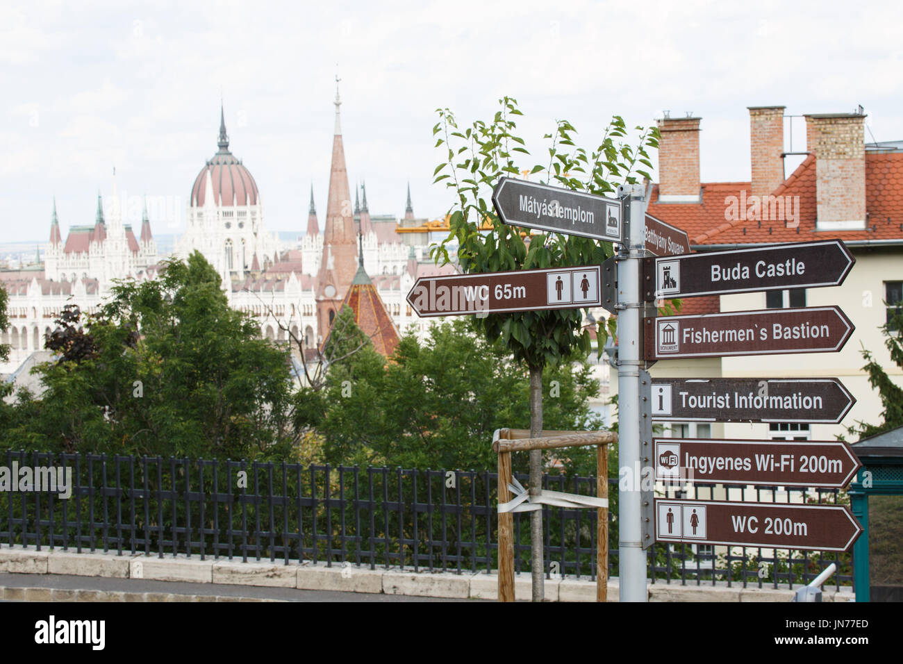 Information signs on the street in Budapest. Hungary Stock Photo - Alamy