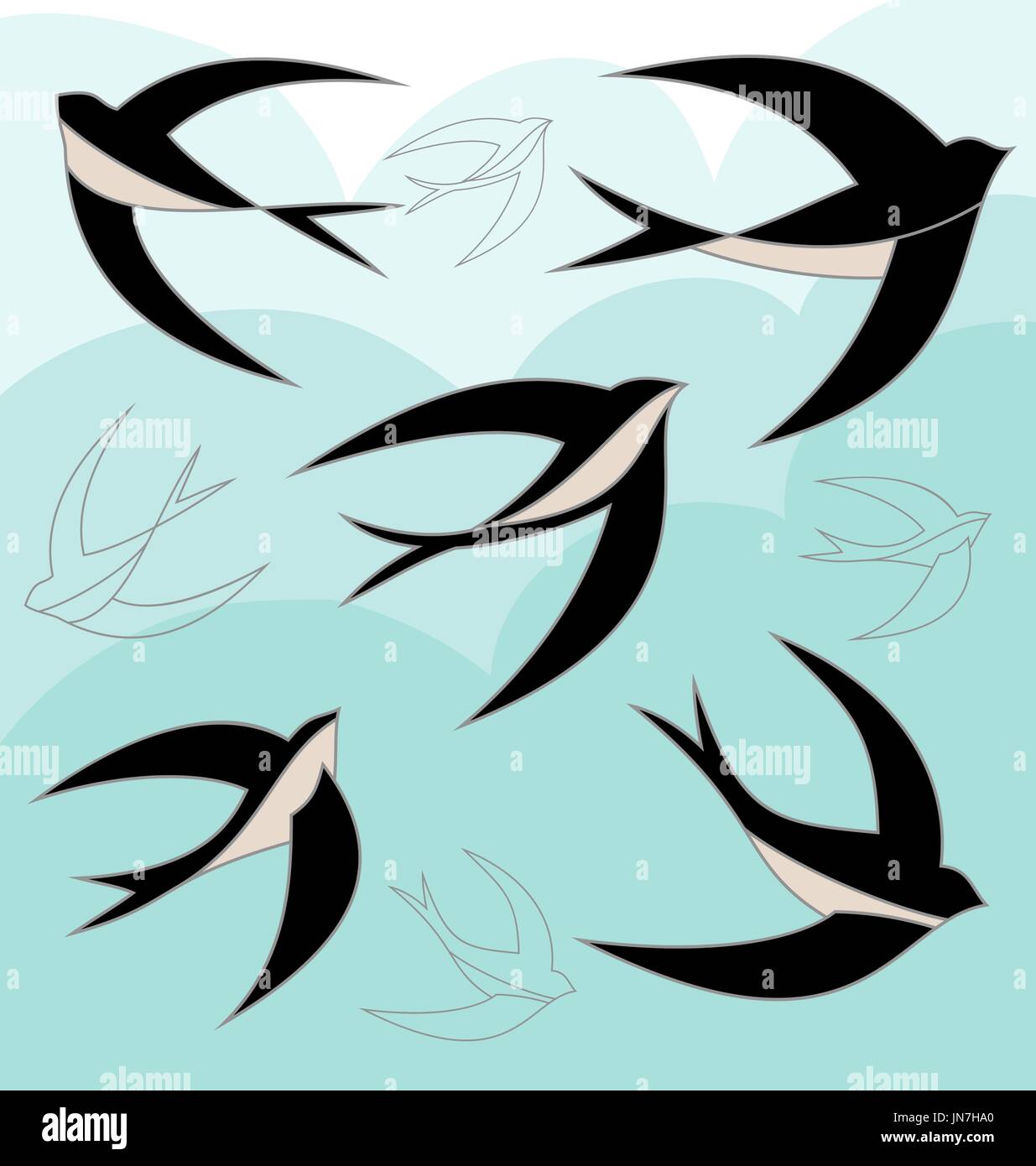 Swallow bird color set Stock Vector Image & Art - Alamy