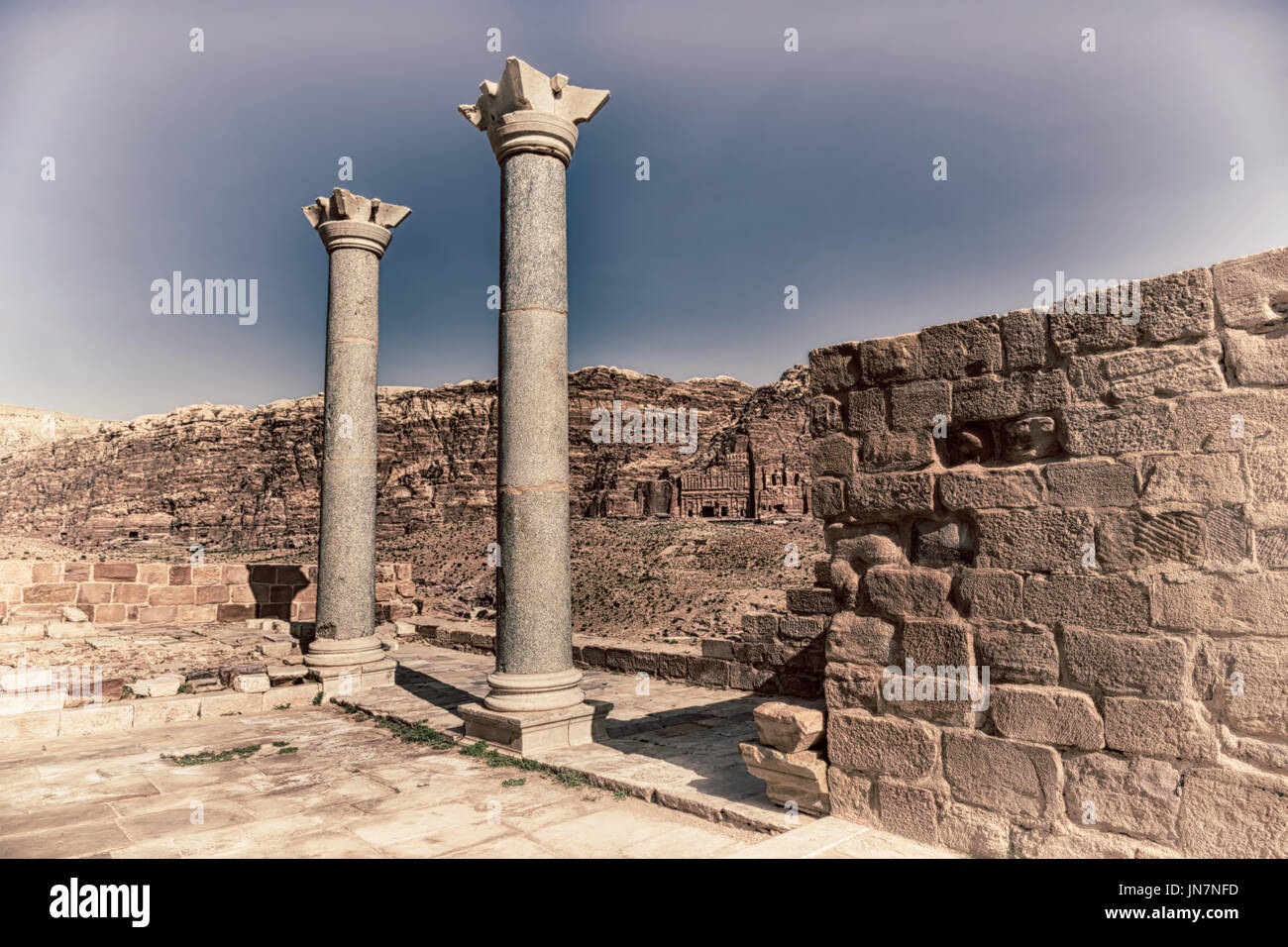 in petra jordan the view of the monuments from the ruins of the antique ...