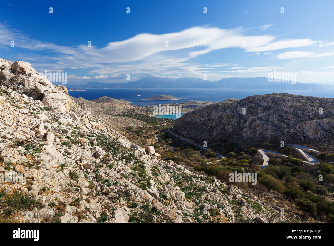 View of Rhodes from Halki island in Dodecanese archipelago, Greece ...