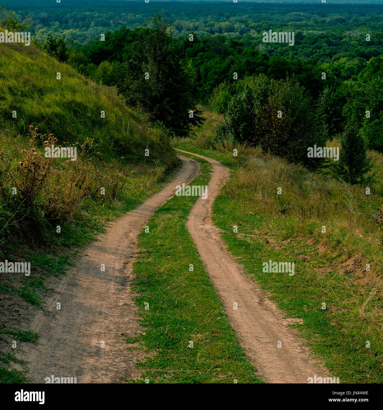 Dirt road in a hilly landscape rural landscape Stock Photo - Alamy