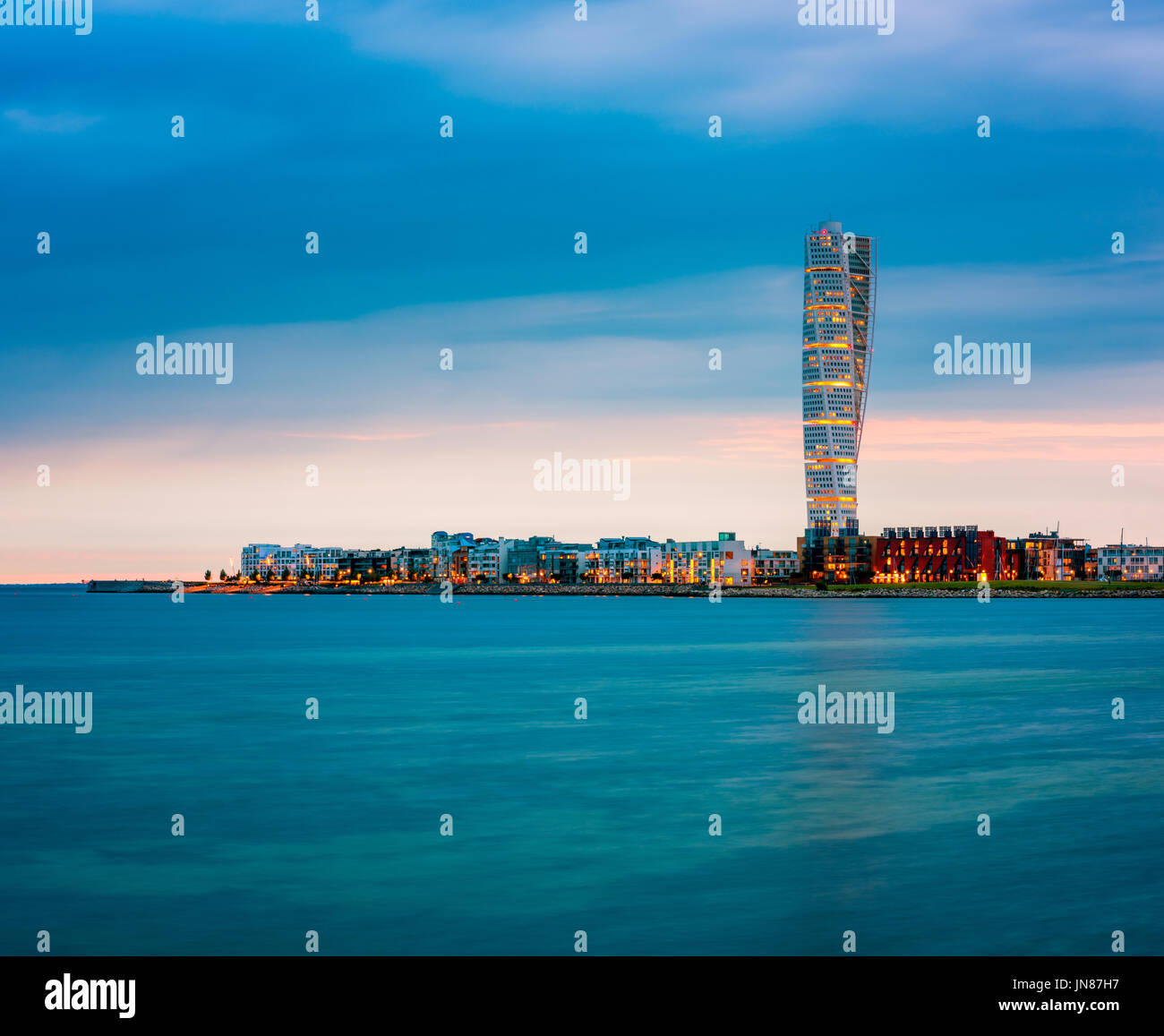 Skyline of Malmo Sweden with Famous Turning Torso Building, captured ...