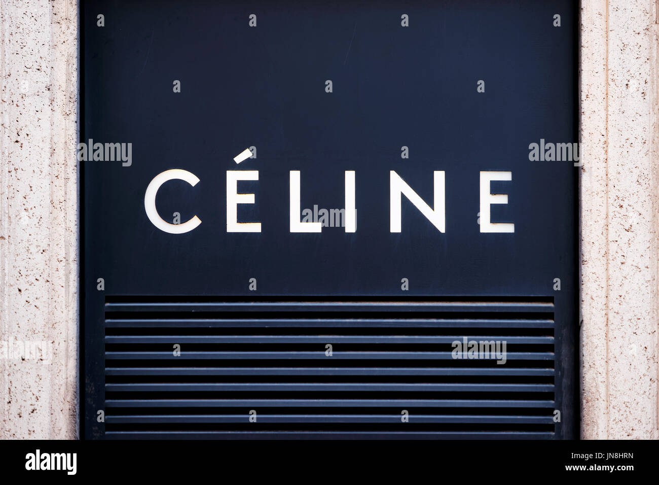 Rome, Italy - October 14, 2016: Celine Sign of street shop window in ...