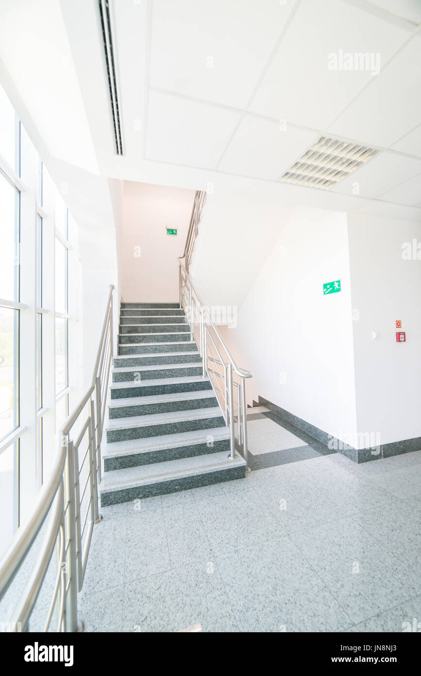 staircase - emergency exit in office building Stock Photo - Alamy