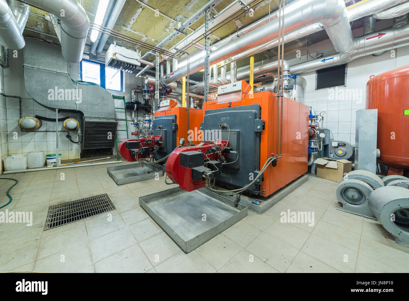 two huge furnaces in the boiler room Stock Photo - Alamy