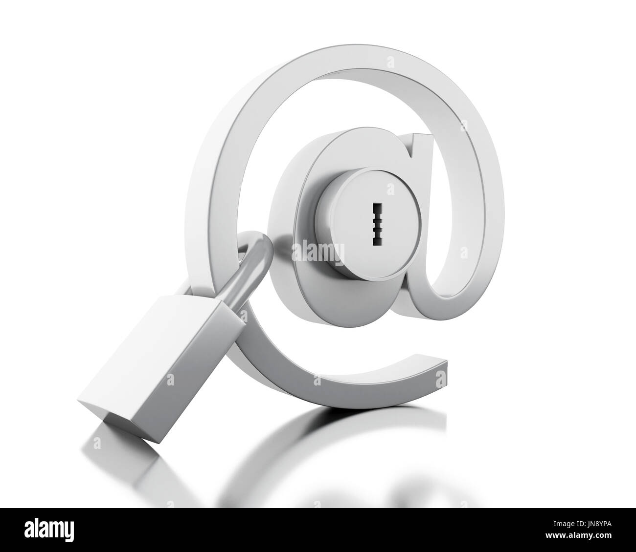 3d illustration. Mail sign with lock and padlock. E-mail Safety concept ...