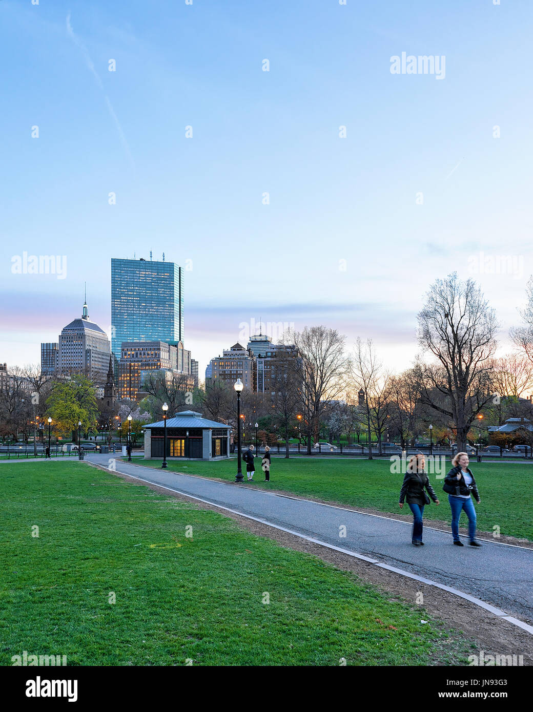 Boston, USA - April 28, 2015: People at Boston Common public park ...