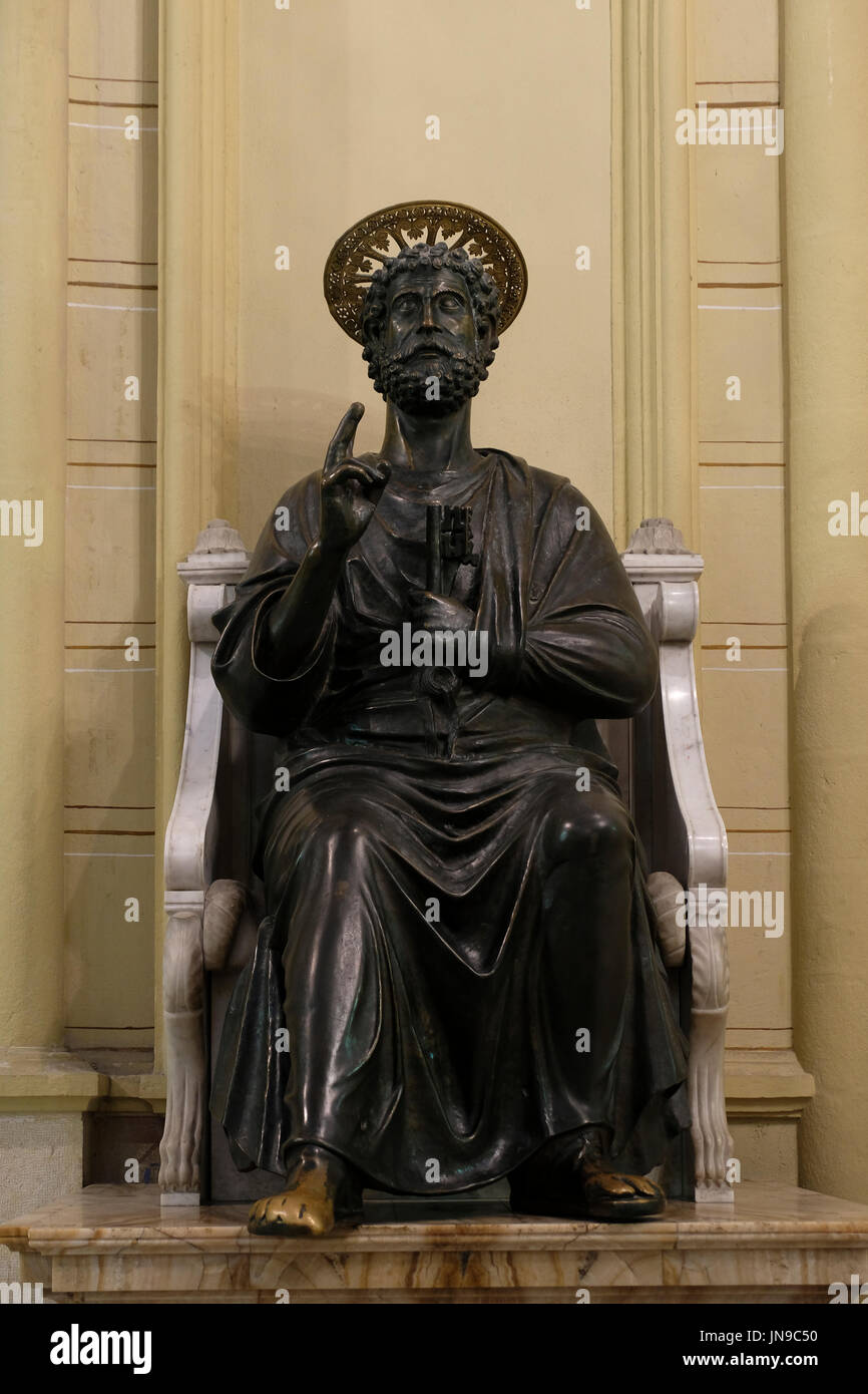 Sculpted figure of Saint Peter inside the Co-Cathedral of the Most Holy ...