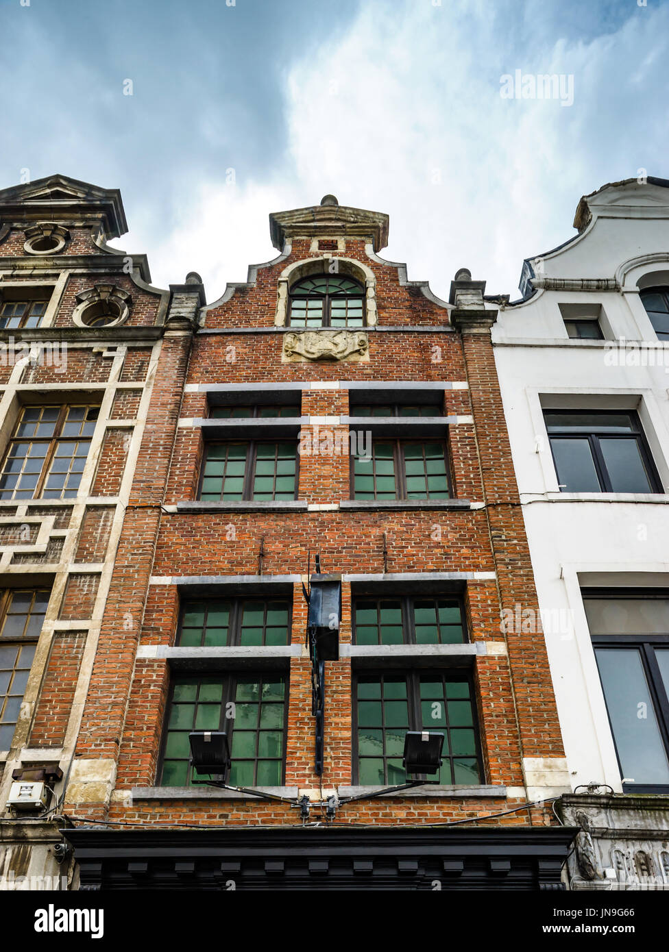 Old but renovated windows in historical part of Bruxelles, Belgium ...