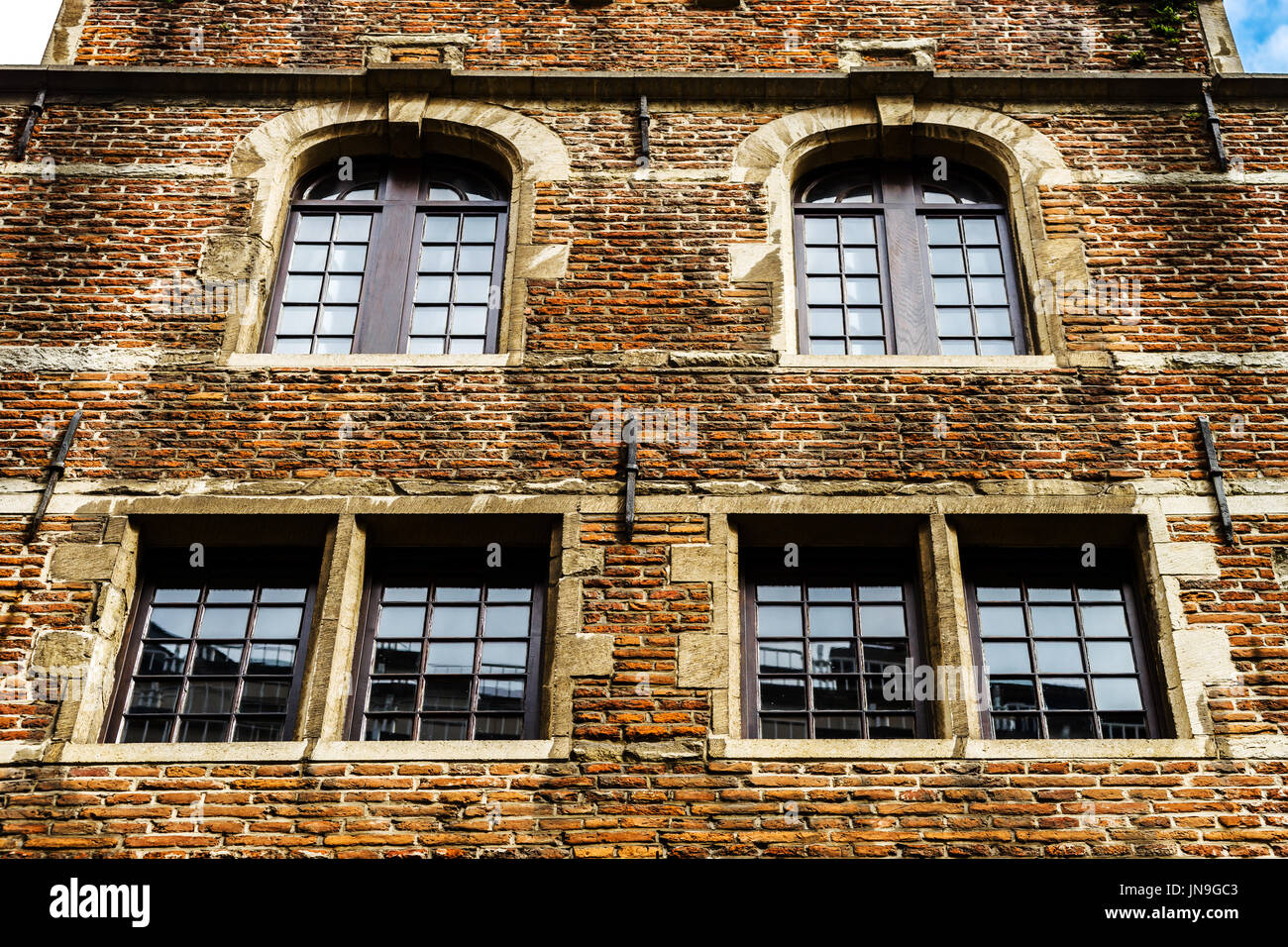 Old but renovated windows in historical part of Bruxelles, Belgium ...
