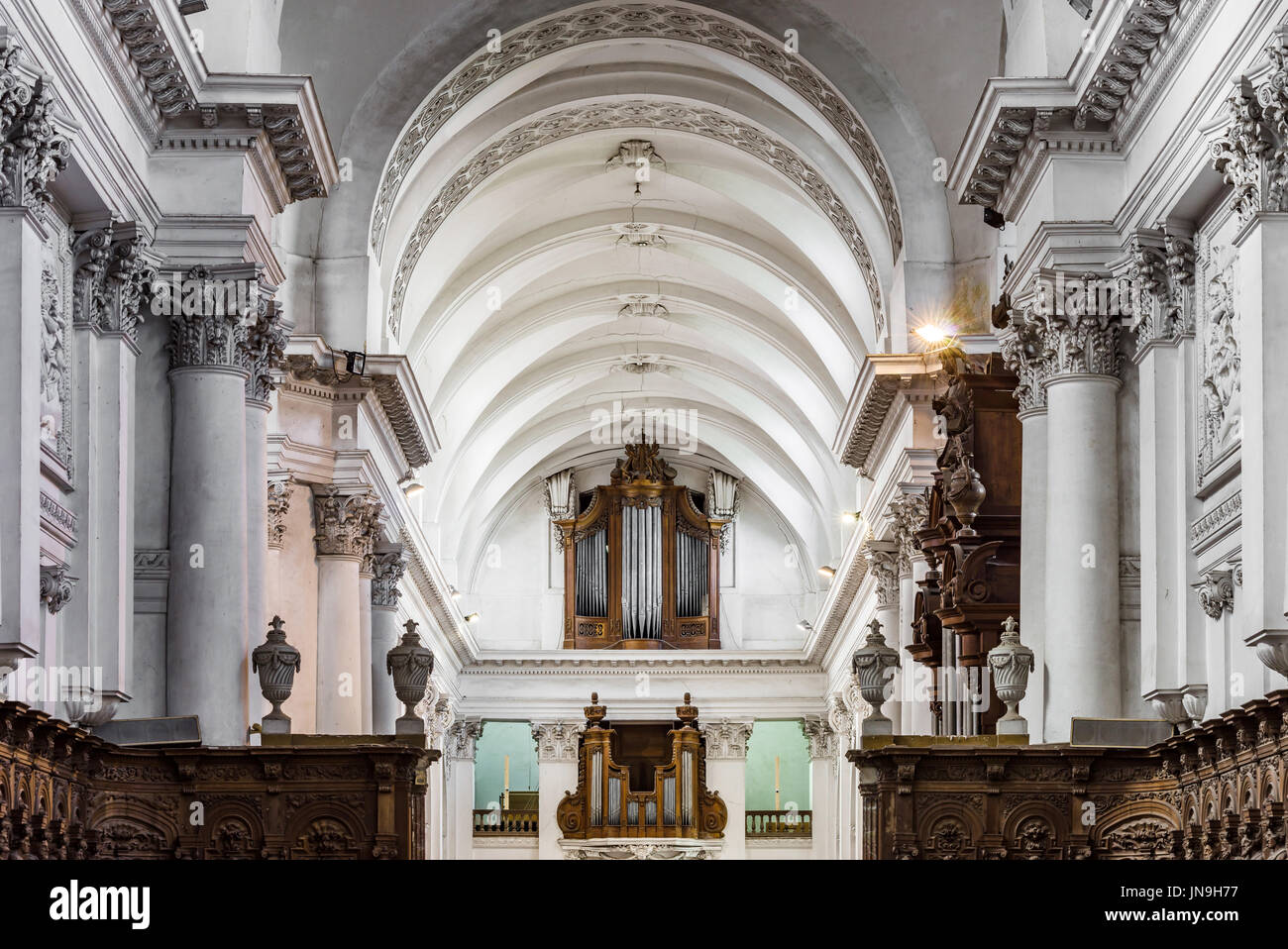 Beautiful interior view of abbey church in Floreffe, Belgium Stock ...