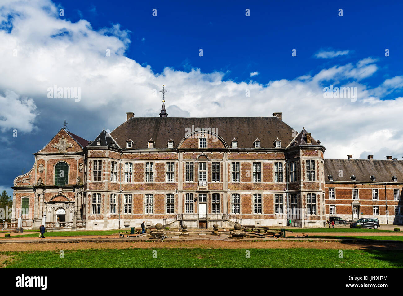 Old buildings of Floreffe Abbey, exterior view, summer day, Belgium ...