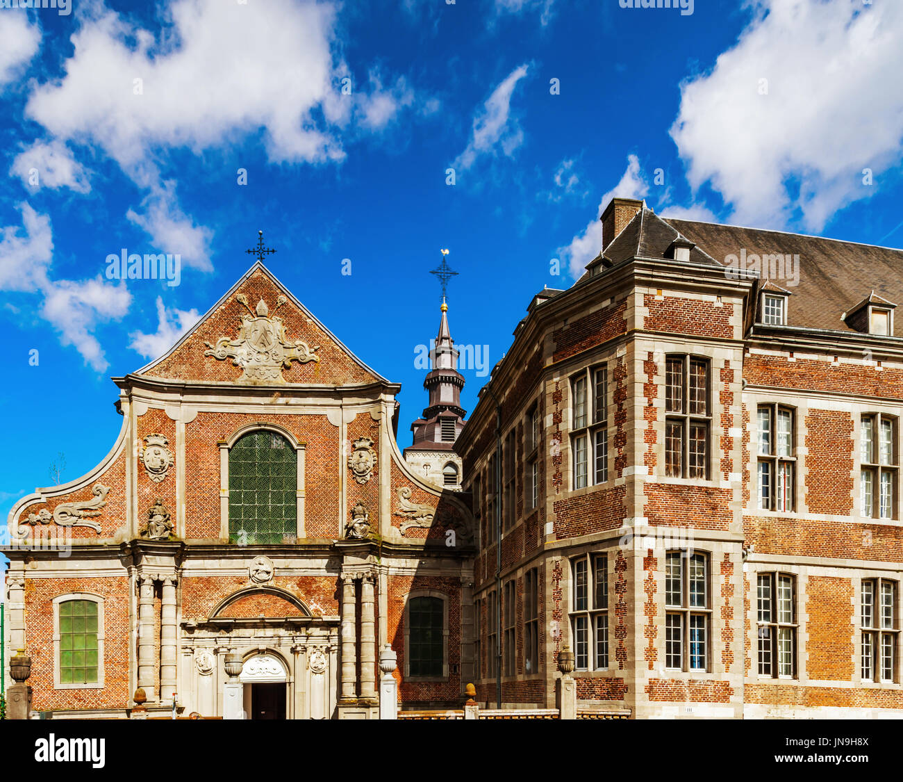 Old buildings of Floreffe Abbey, exterior view, summer day, Belgium ...