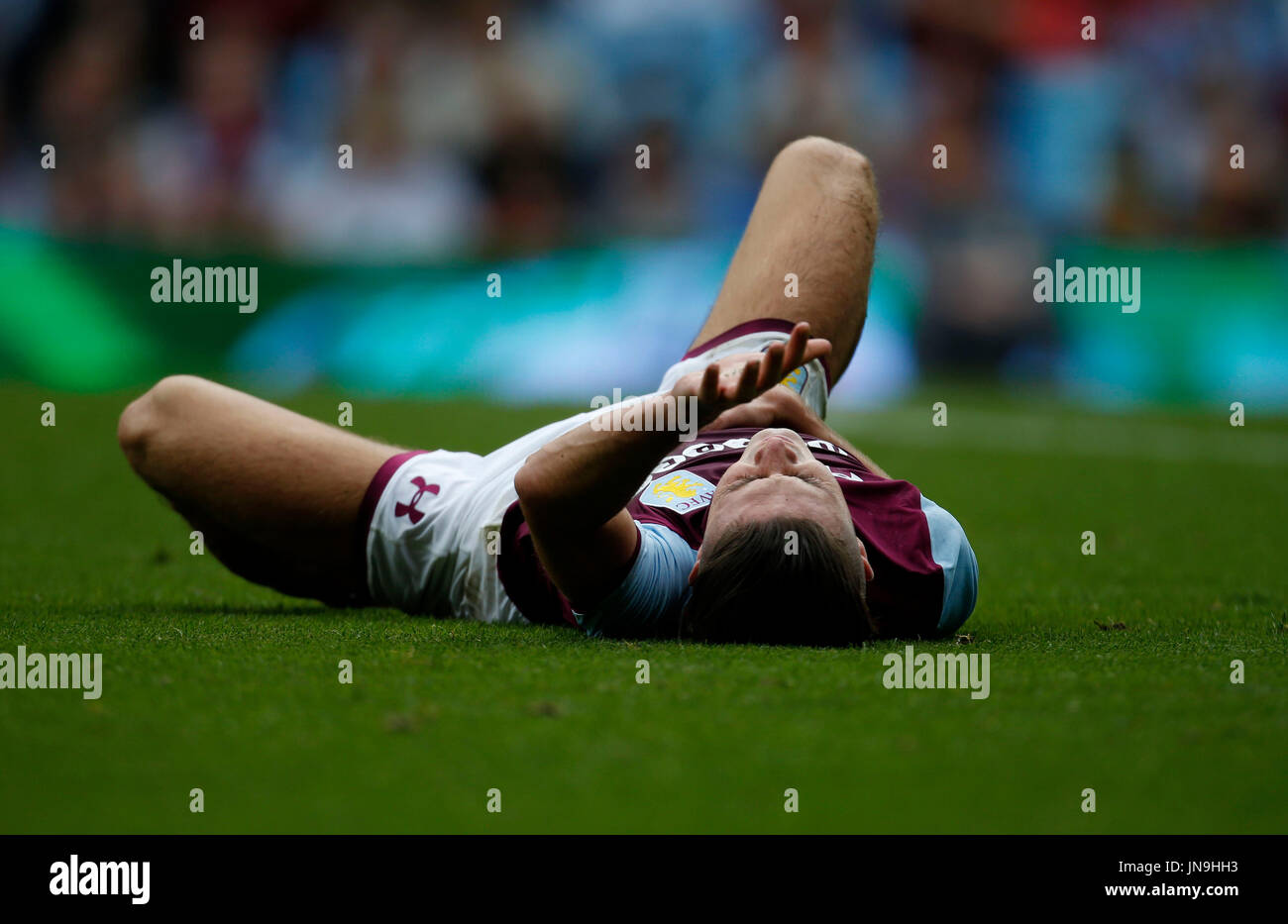 Aston Villa's Jack Grealish before going off injured during the Graham ...