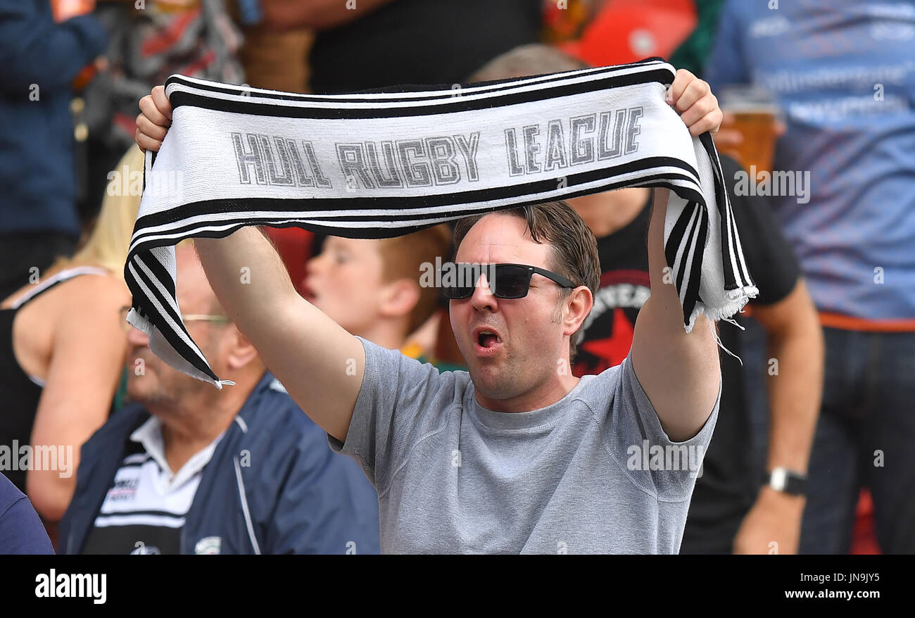 A Hull FC fan during the Challenge Cup Semi Final match at The Keepmoat ...