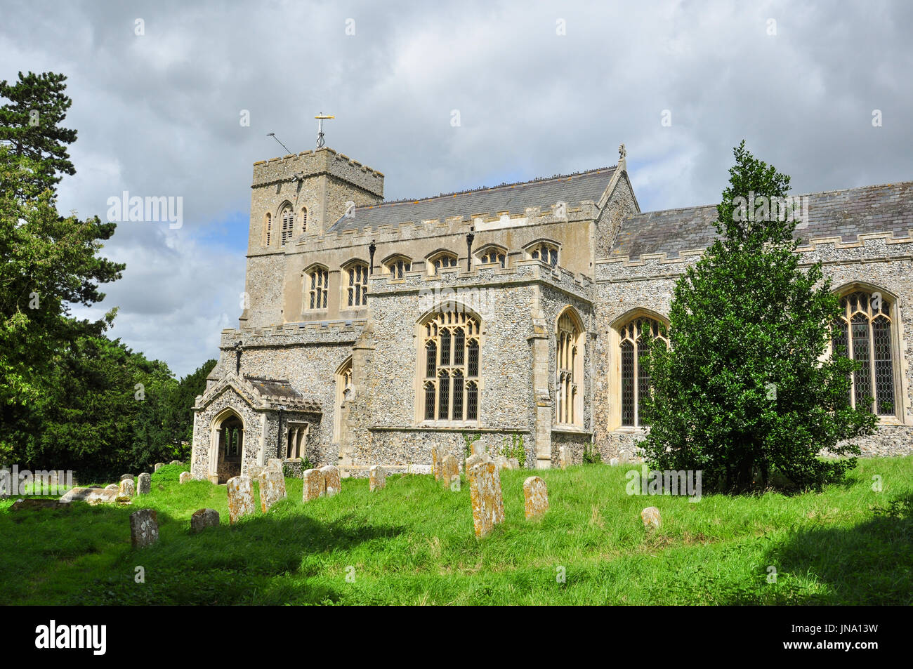 St Peter's Church in the village of Moulton, Suffolk, England, UK Stock ...
