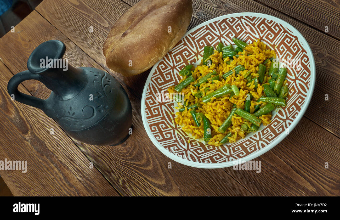 Lubia polow - Rice with Green Beans, Persian Kitchen Stock Photo - Alamy