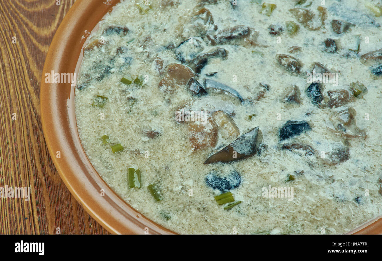 Ciulama - Romanian dish with mushrooms and white sauce Stock Photo - Alamy