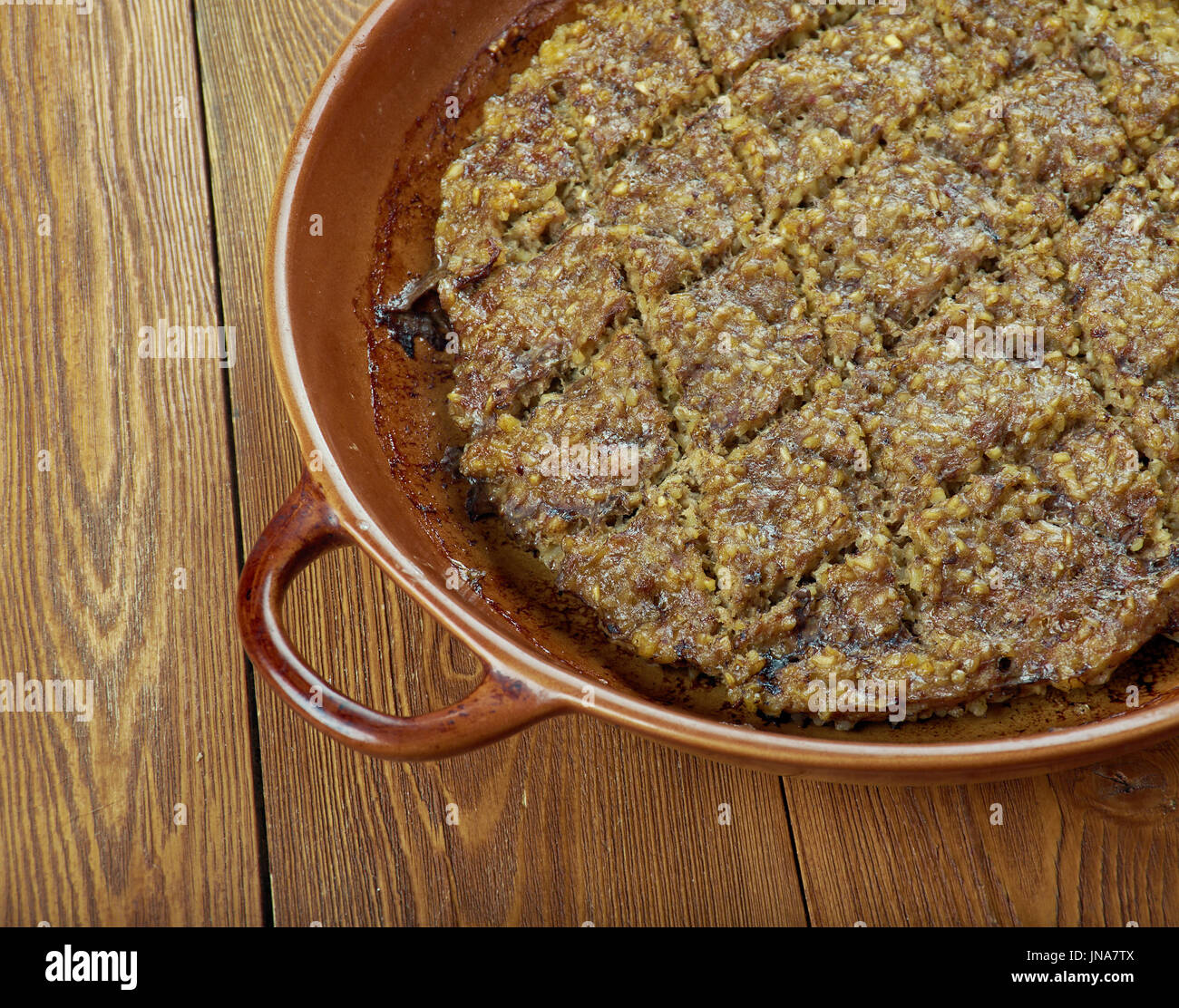 Baked kibbeh - Lebanese Baked Minced Lamb Cake Stock Photo - Alamy