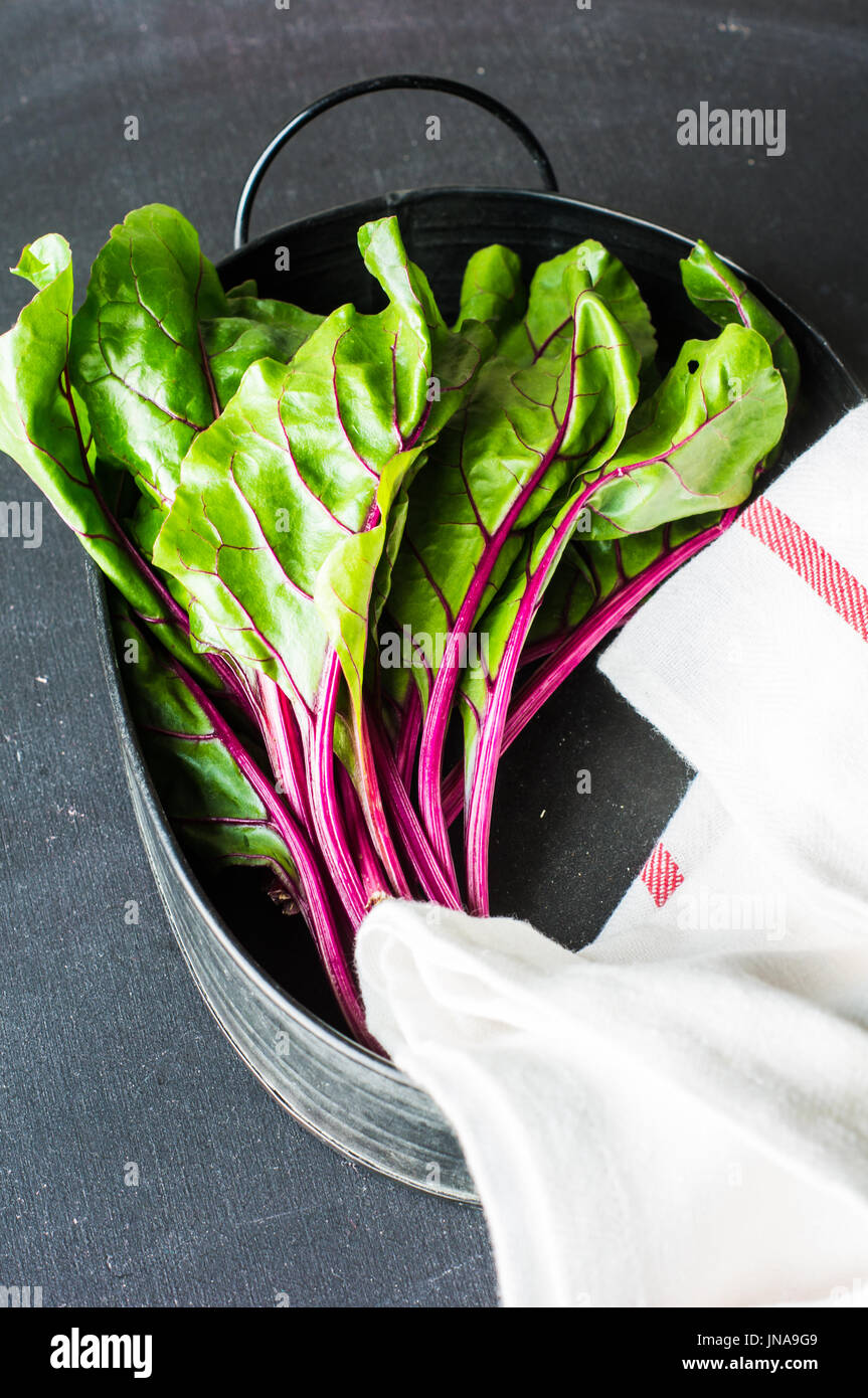 Organic food concept with ingredient for healthy salad - beat leaves ...