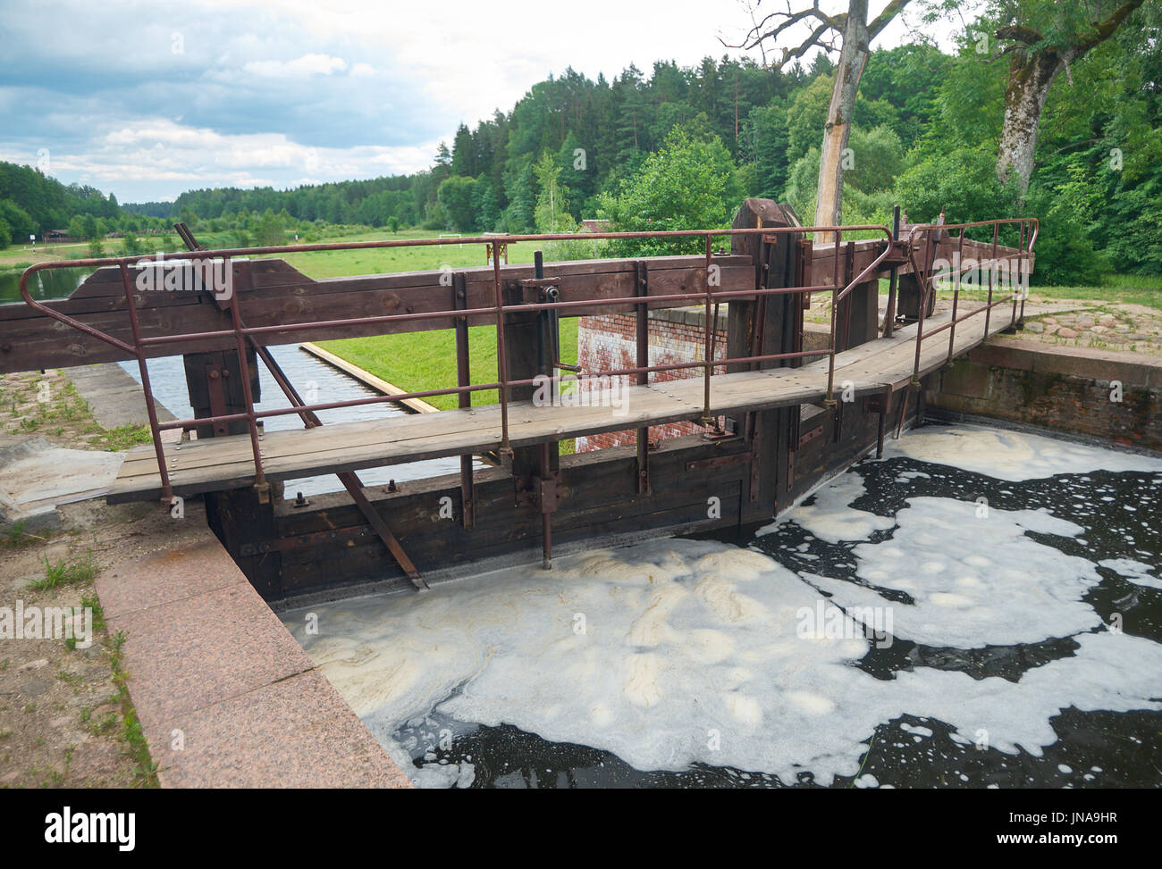 Gateways sluice (locks) on the Augustow Canal July 8, 201 Stock Photo ...