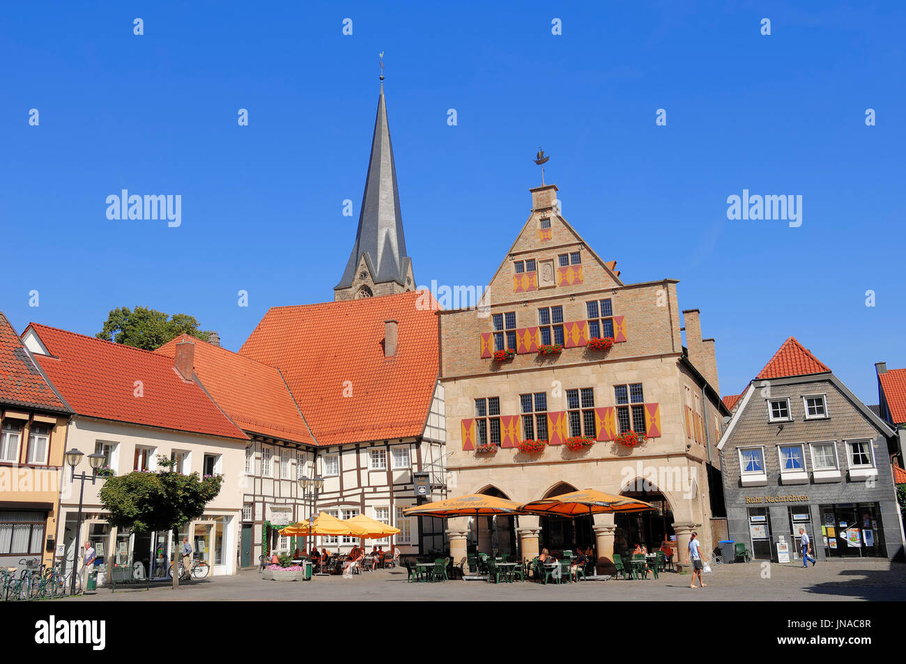Old town hall and market square, Werne, North Rhine-Westphalia, Germany ...