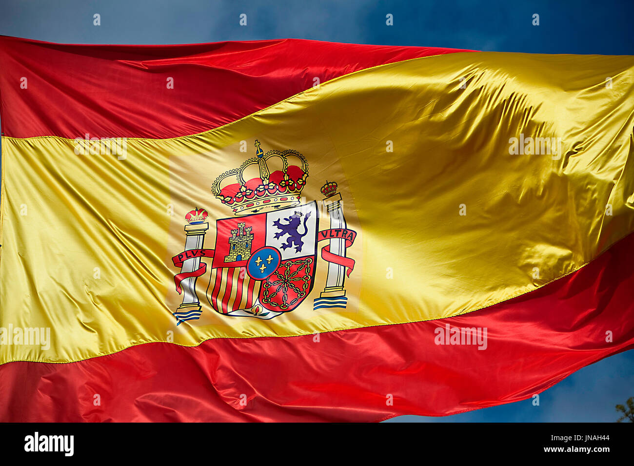 The Spanish national flag in the sky, Spain Stock Photo - Alamy