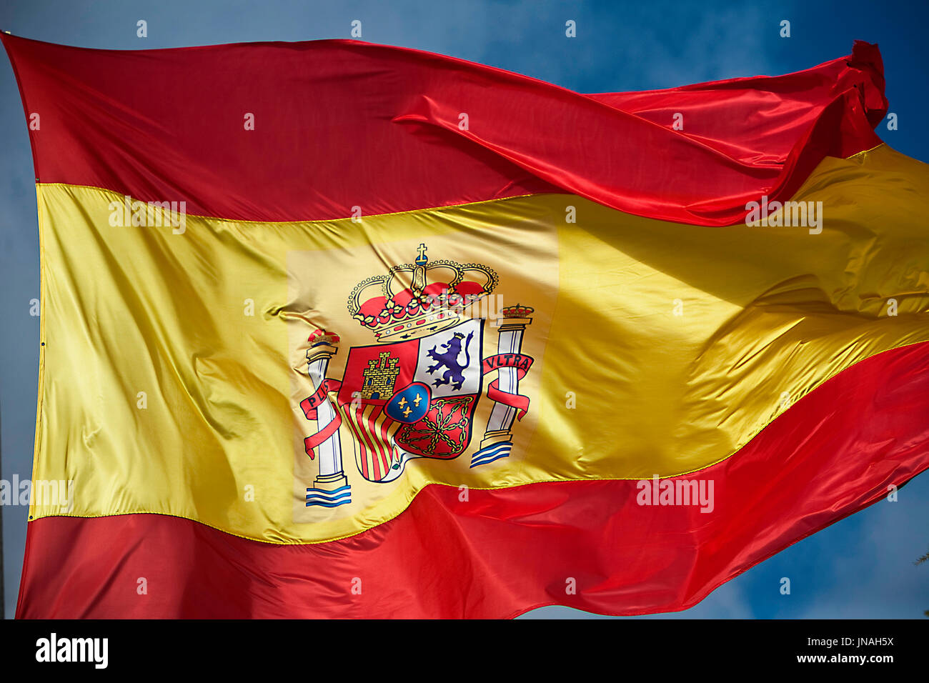 The Spanish national flag in the sky, Spain Stock Photo - Alamy