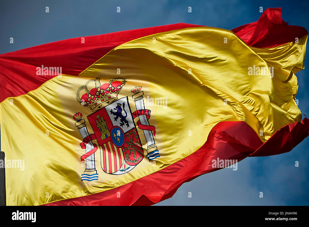 The Spanish national flag in the sky, Spain Stock Photo - Alamy