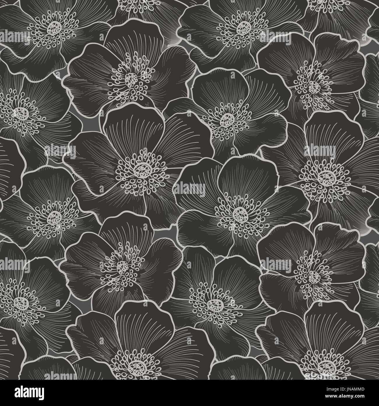 Floral seamless pattern. Flower silhouette background. Floral ...
