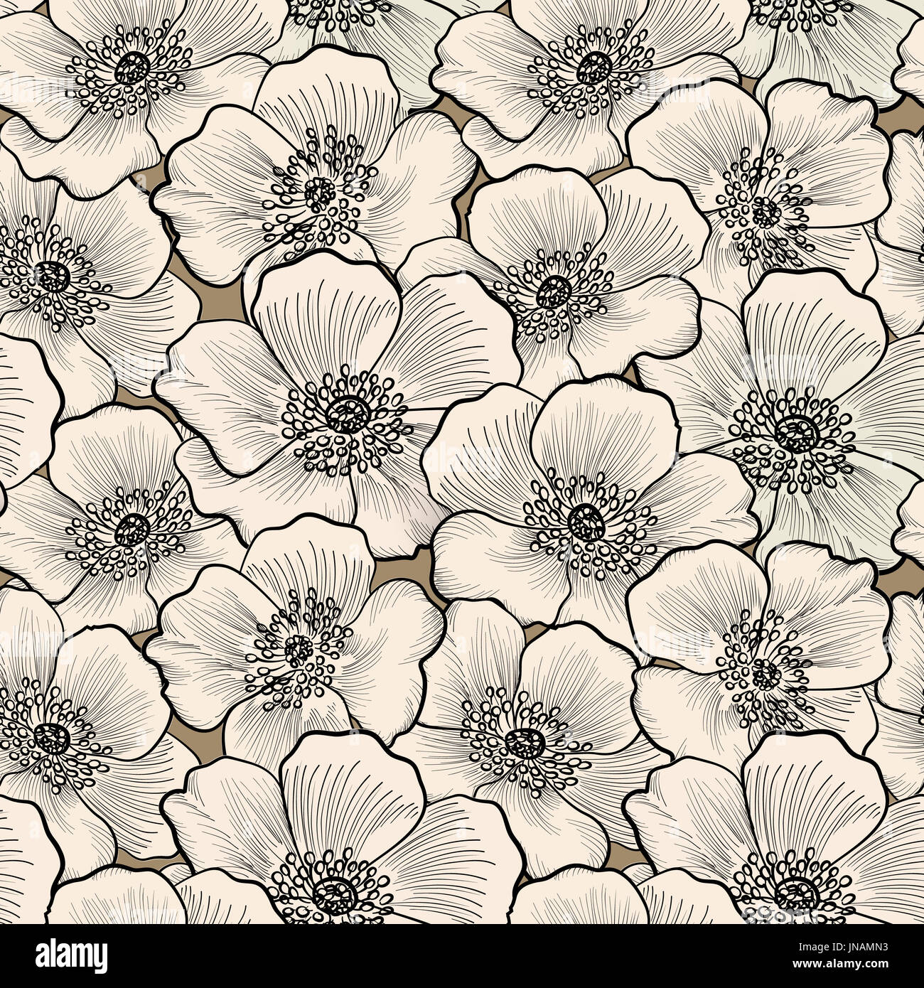 Floral seamless pattern. Flower outline background. Floral decorative ...
