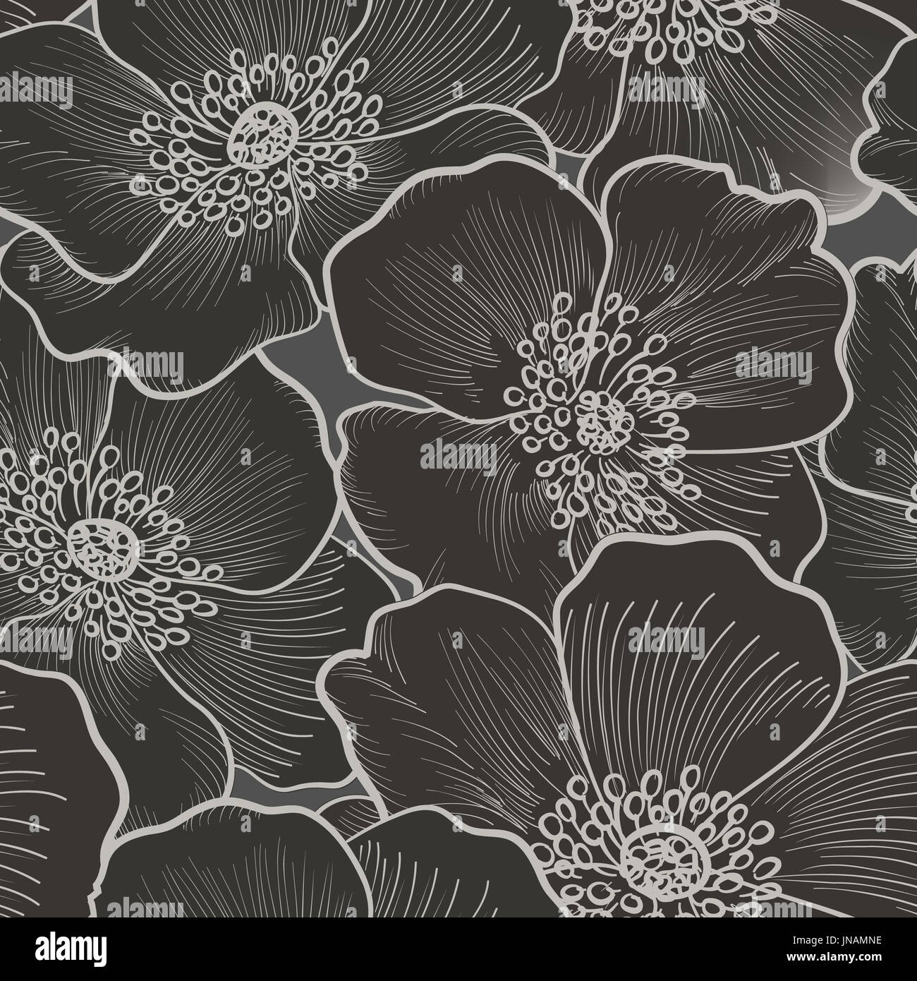 Floral seamless pattern. Flower outline background. Floral decorative ...