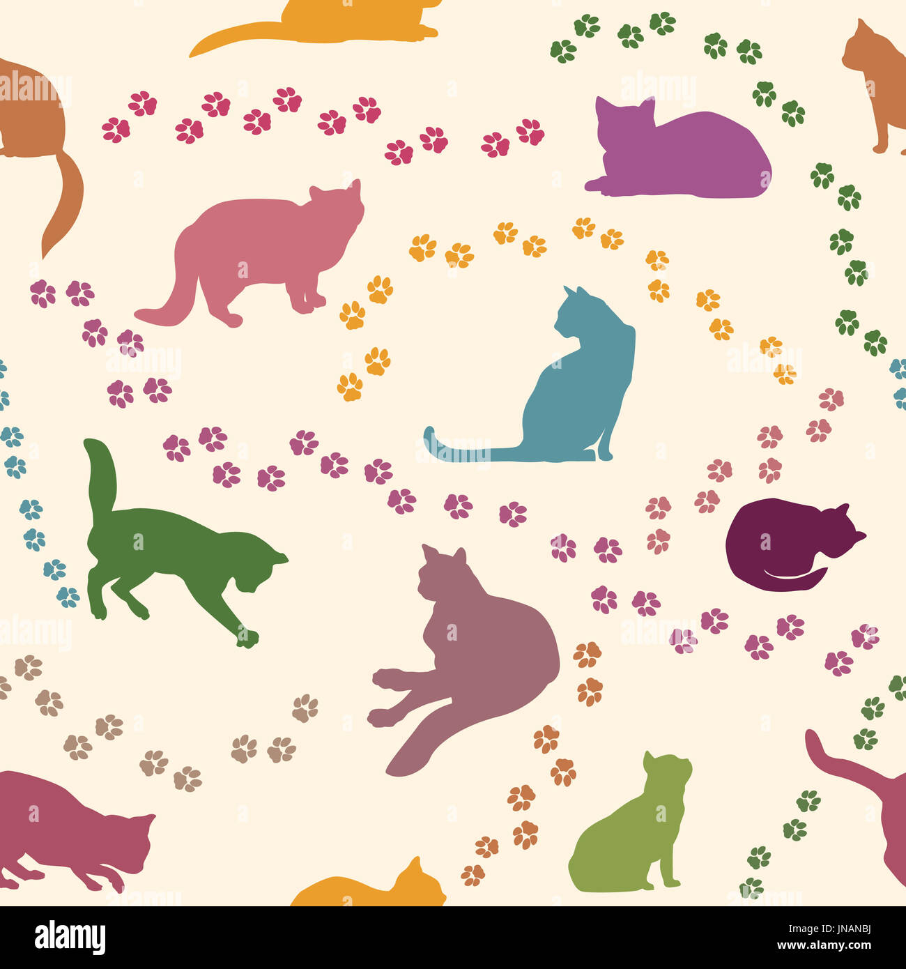 Cat seamless pattern. Pets vector background Stock Photo - Alamy