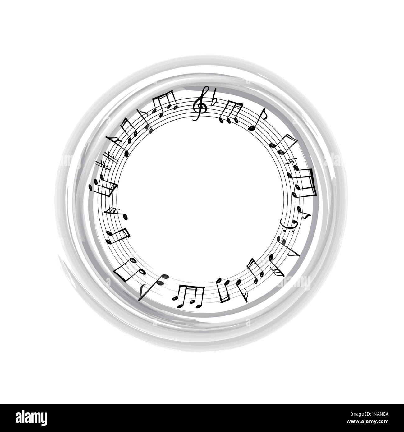 Music notes border. Musical background. Music style round shape frame ...