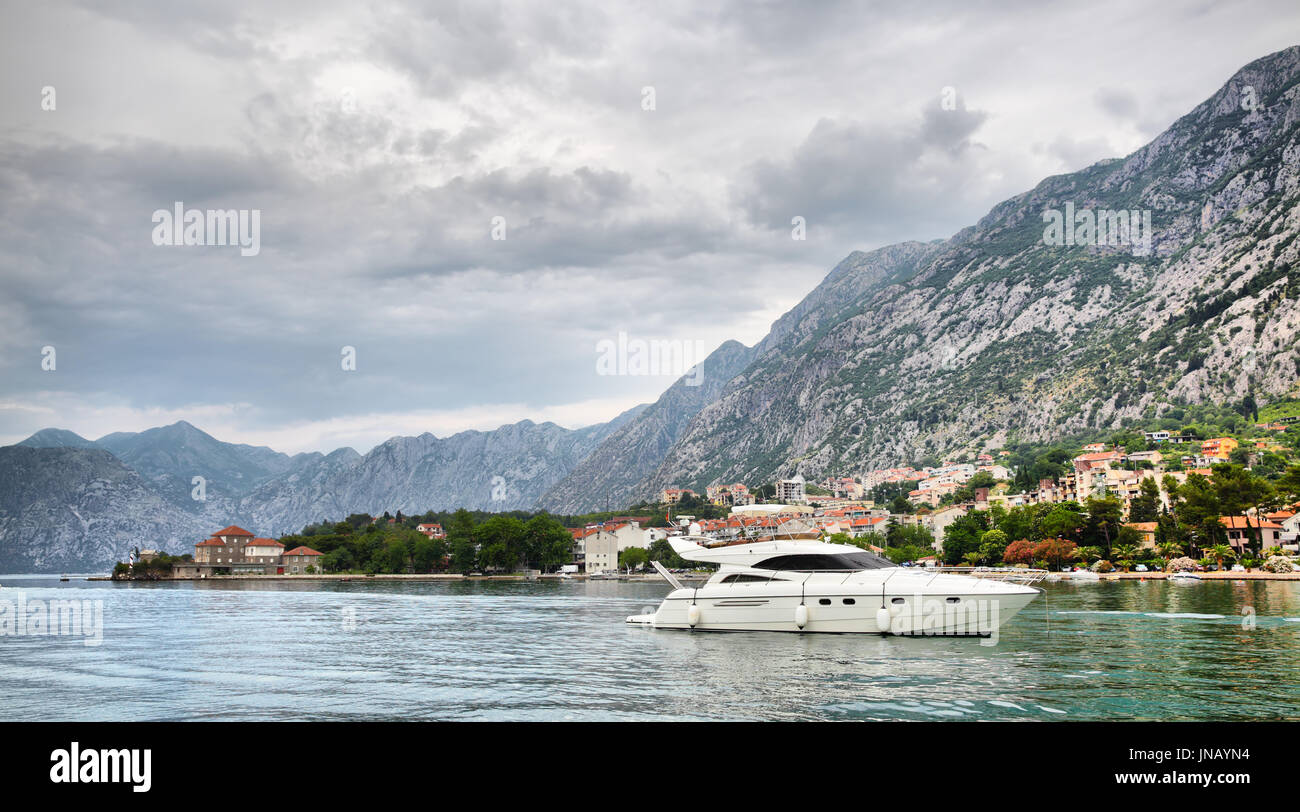 Scenic view of mountains and Bay in Montenegro. Water landscape Stock ...