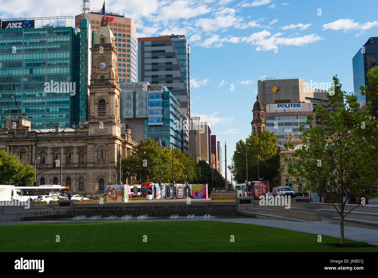 Adelaide city skyline seen from Victoria square. South Australia Stock ...