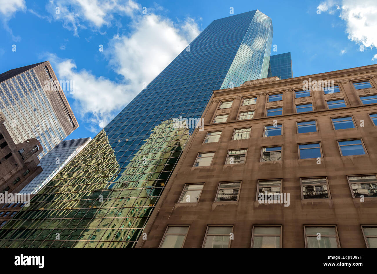 View of the New York City high rises from lower angle, New York, USA ...