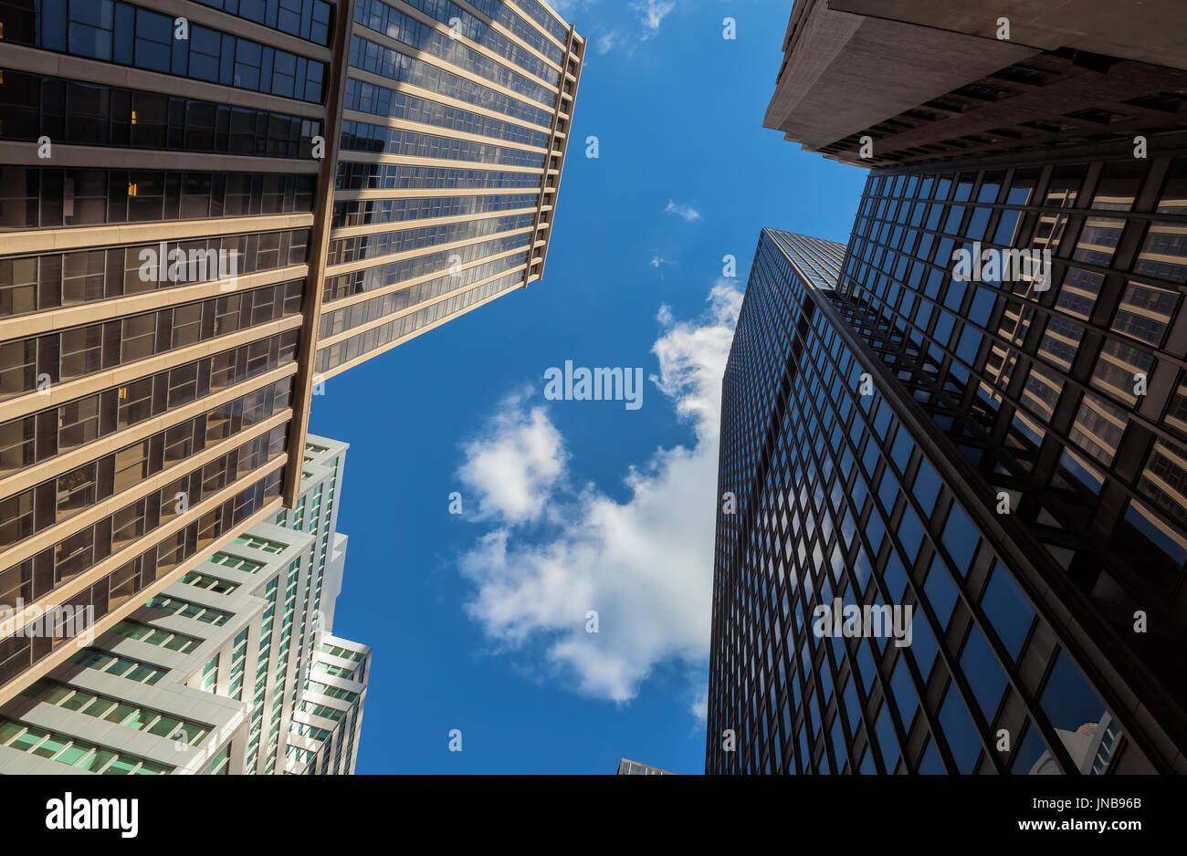 View of the New York City high rises from lower angle, New York, USA ...